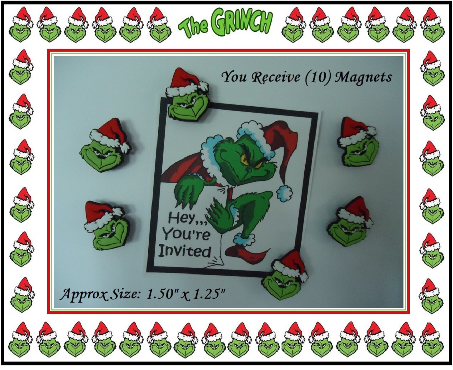 10 Grinch Magnets Frig Magnets Christmas Magnets the Grinch Stole ...
