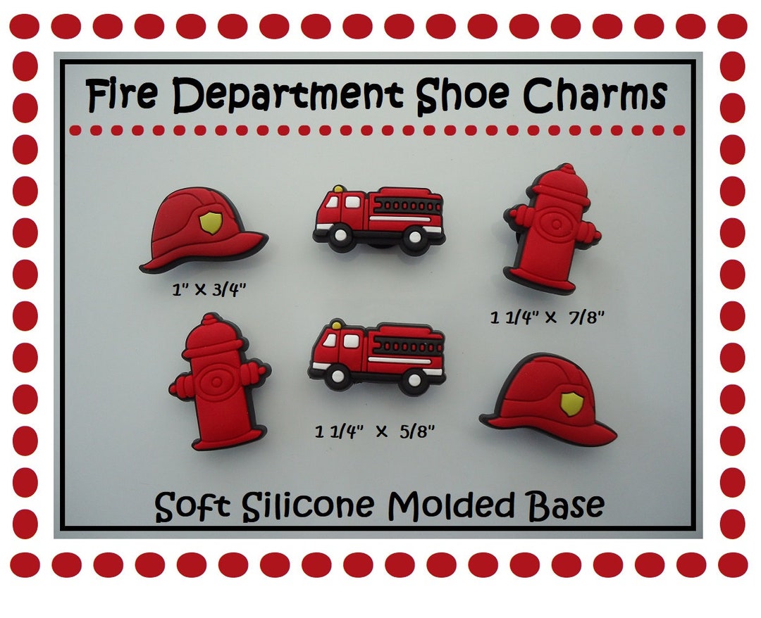 Fireman Shoe Charms (6) PCS Fire Department Silicone Shoe Charms Kids ...