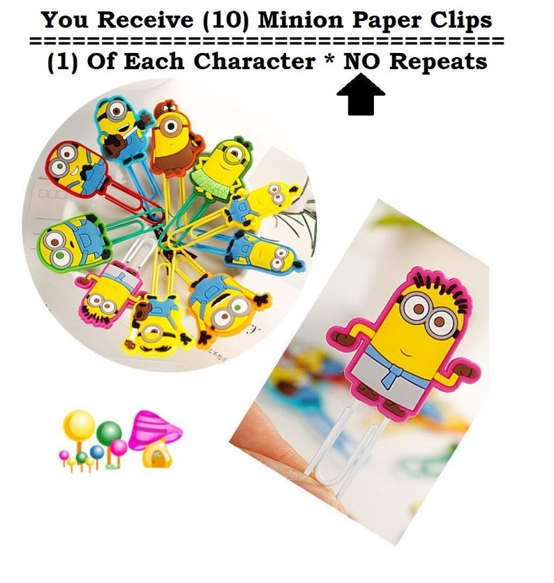 Minions Paper Clips Office Accessories Gift (10) Minion Paper Clips ...