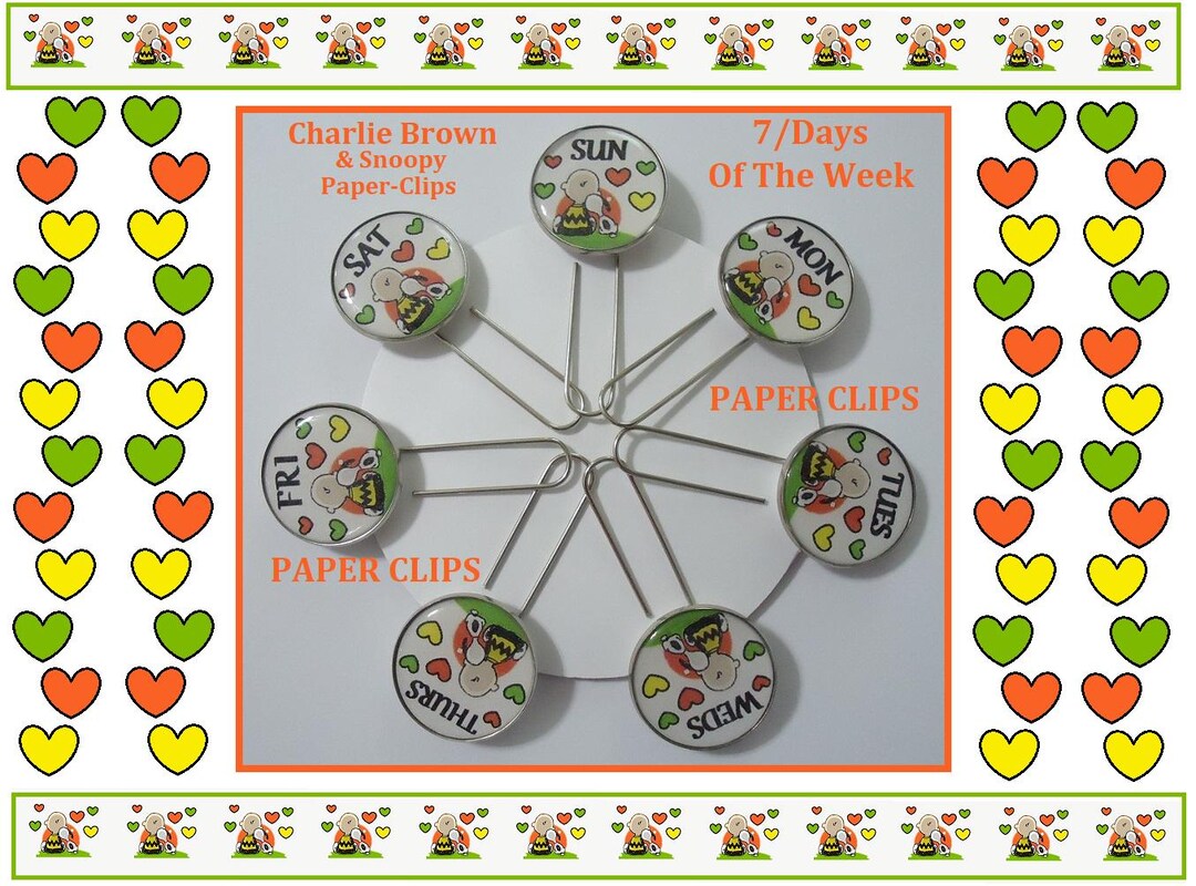 Snoopy Paper Clips Days of the Week Cool Office Gift BFF Gift (7 ...