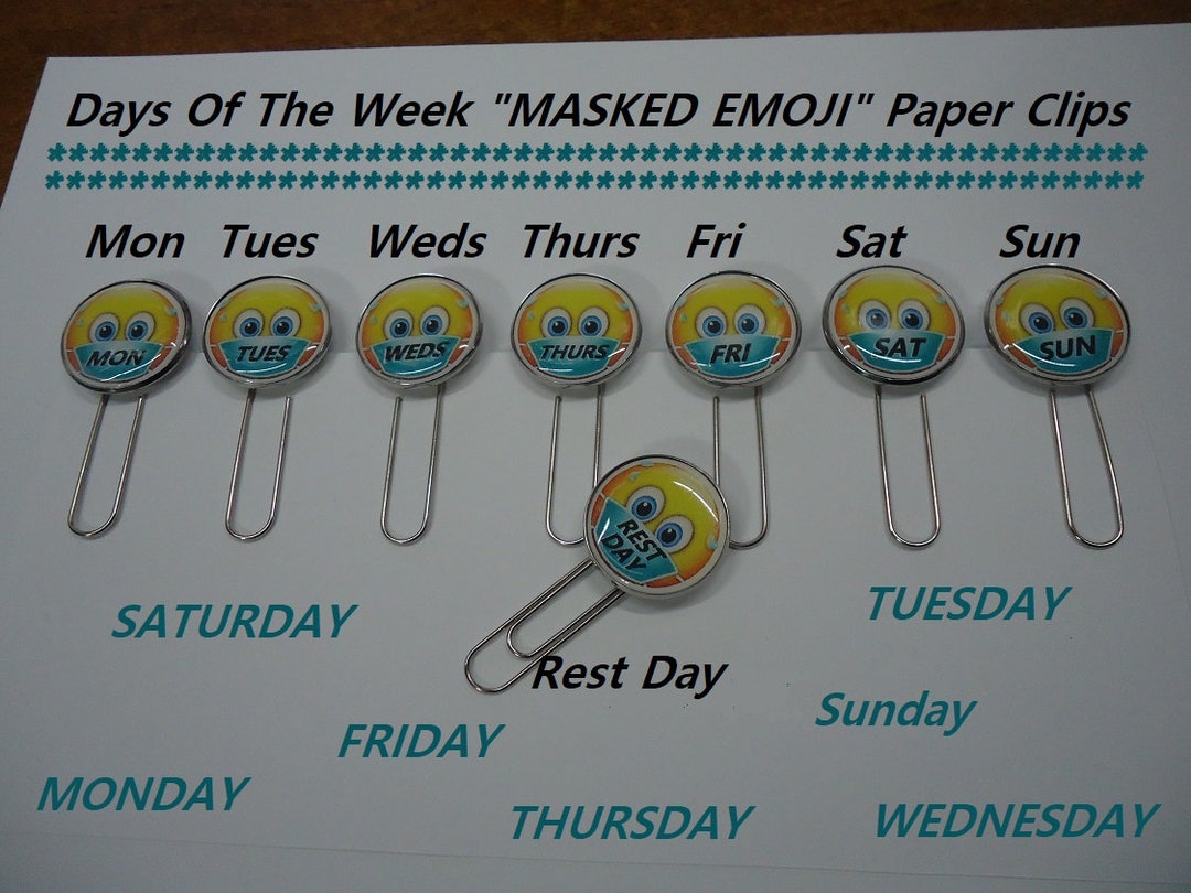 Emoji Days of the Week Paper Clips Cool Office Gift 4 Your BFF Teacher ...