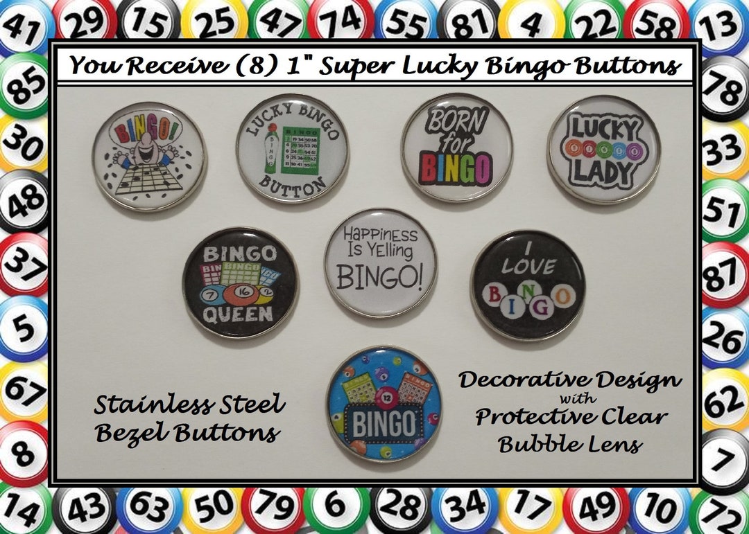 Bingo Buttons Lucky Number Bingo Buttons Lucky Lady Bingo Button Bingo ...