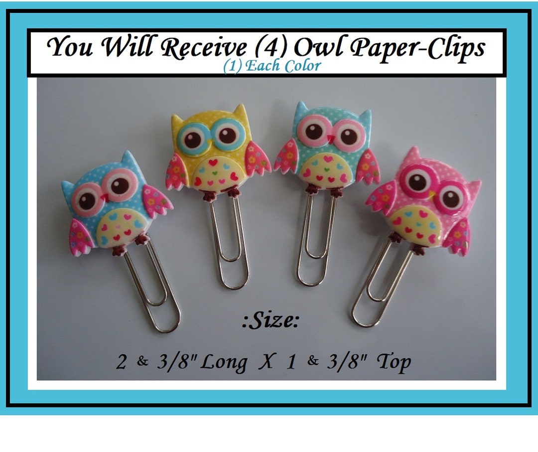 Paper Clips (4) Pastel Owl Paper Clips Sweet Birthday Gift for Office ...