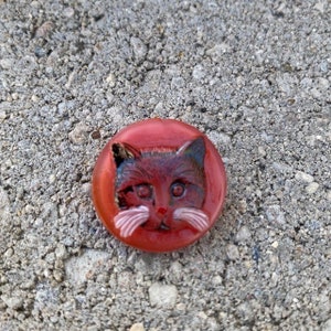 Kitty Cat Face, Burnt Orange Opal With Black and White, Zise 10 Hand ...