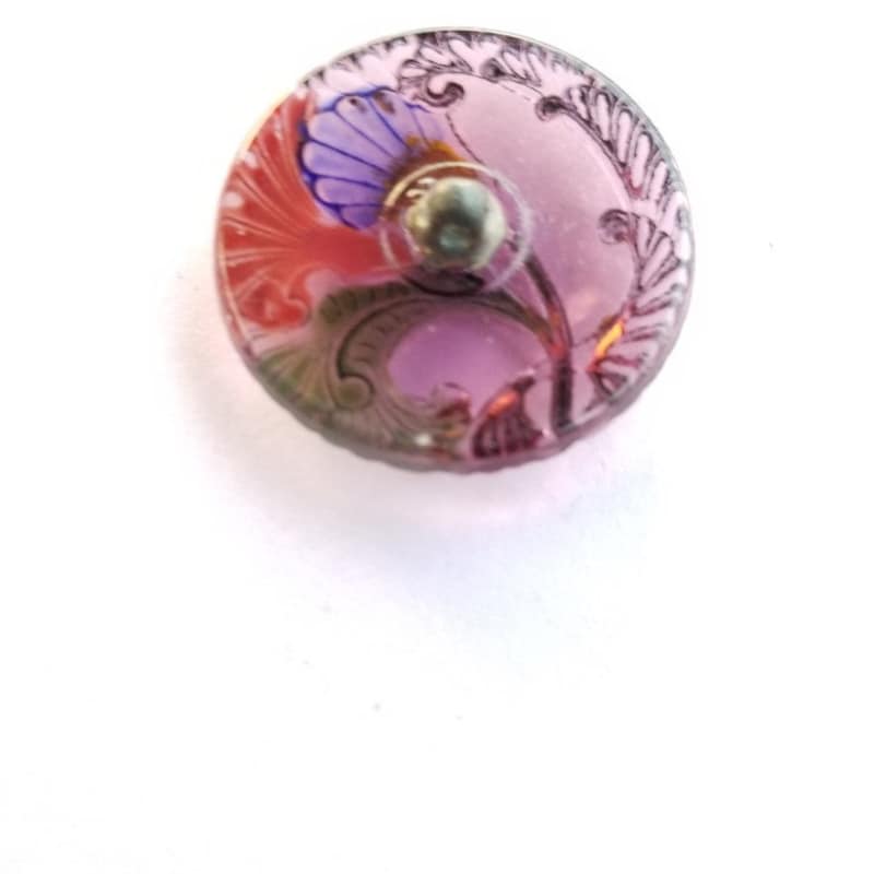 Vintage Red Czech Button - Etsy