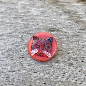 Kitty Cat Face, Burnt Orange Opal With Black and White, Zise 10 Hand ...