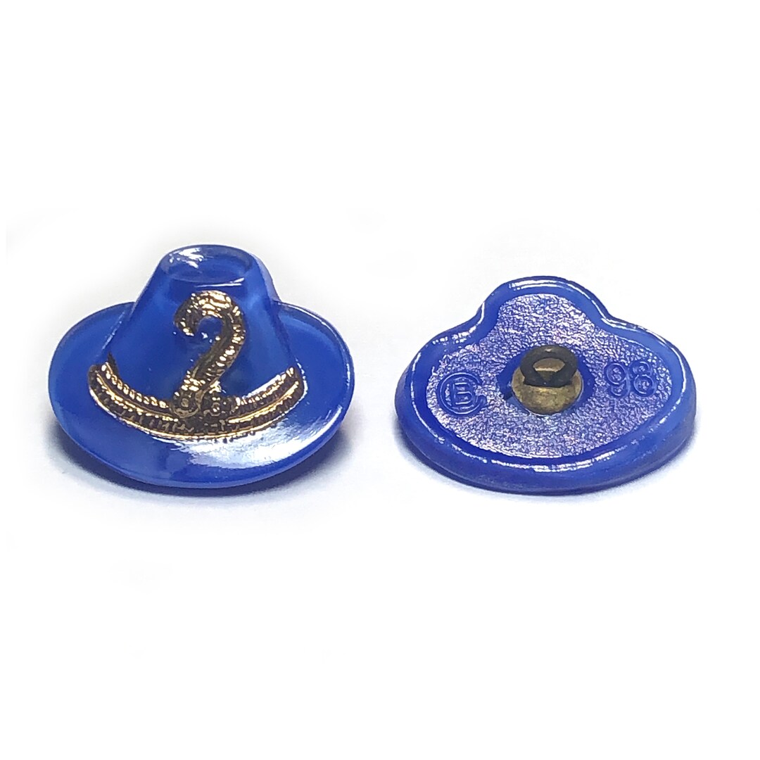 Czech Glass Button Blue/gold Cowboy Hat,22mm - Etsy