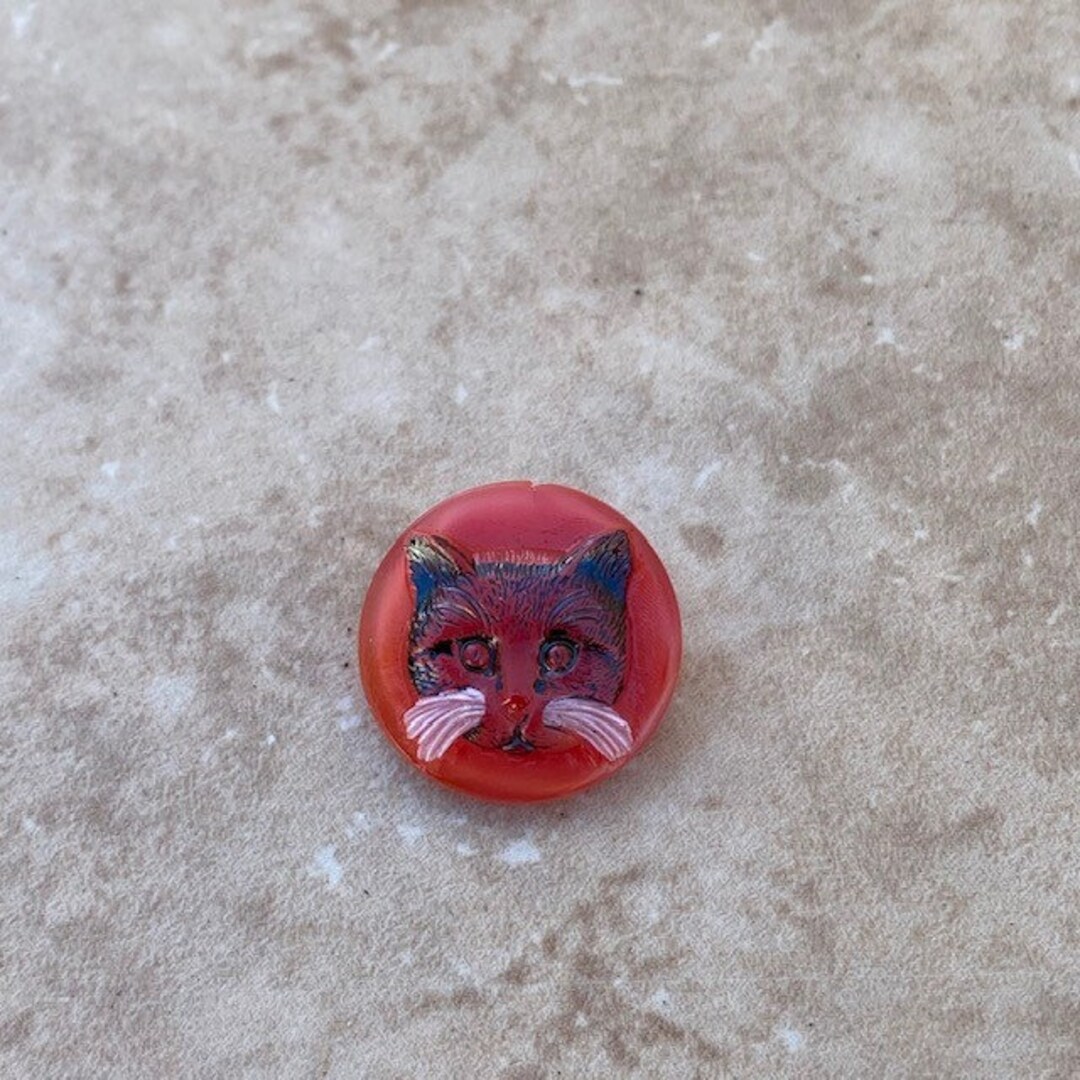Kitty Cat Face, Burnt Orange Opal With Black and White, Hand Painted ...