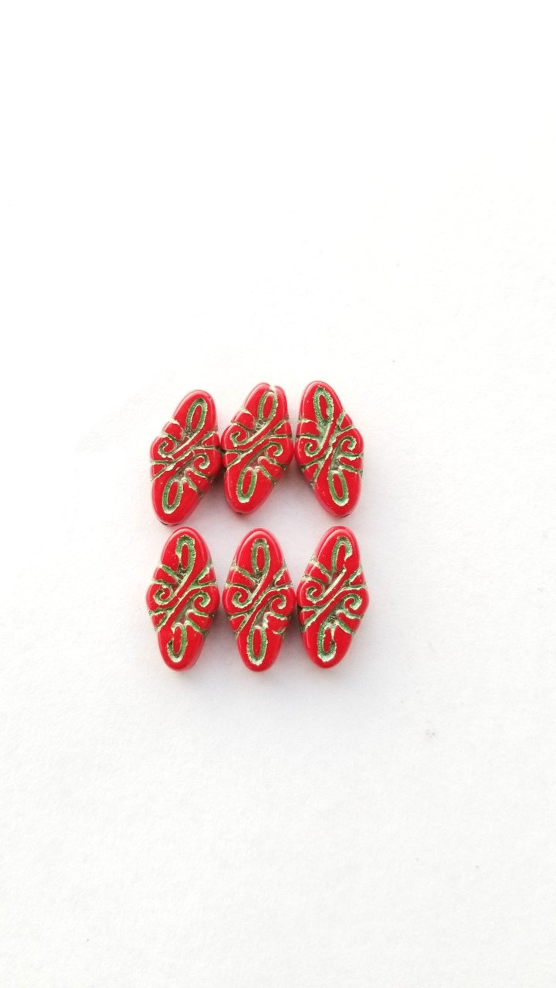 Arabesque Bead -red, Silver - 19x9mm - 6 Pcs. Czech Glass Beads - Etsy