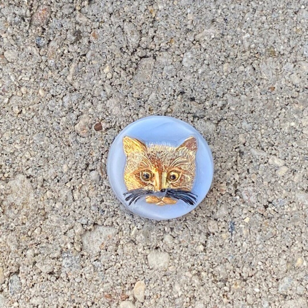 Kitty Cat Face,ligth Blue Sapphire Opal With Black and Gold, Zise 12 ...