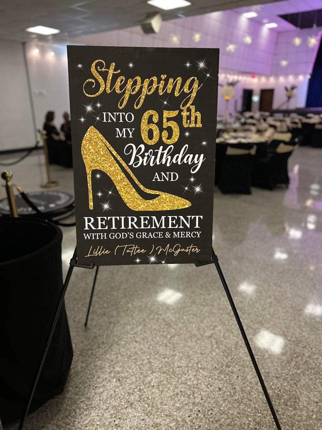 Custom Black and Gold Glitter Retirement or Birthday Sign Digital File ...