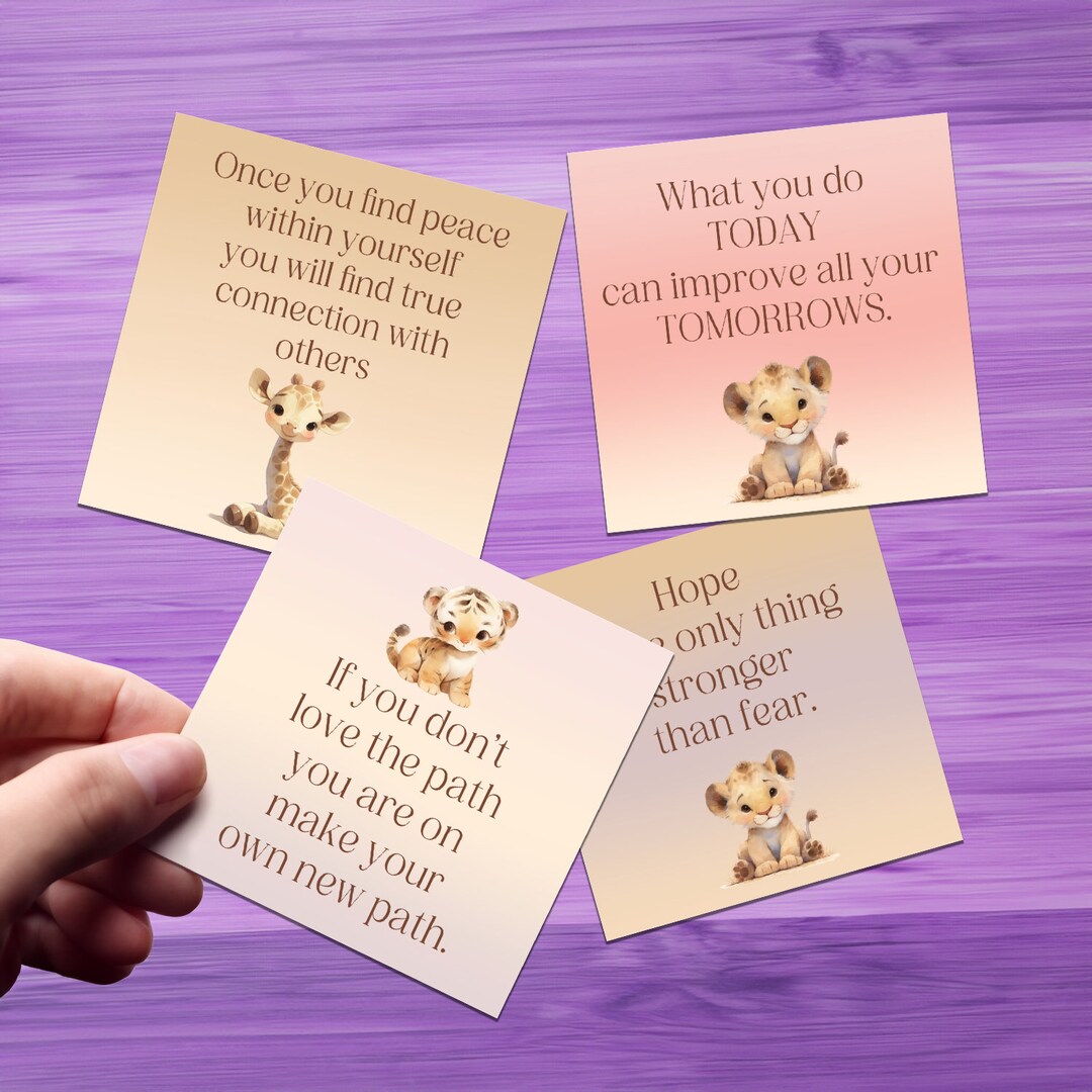 Printed Boho Animal Inspirational Quote Cards, Feel Good Card ...