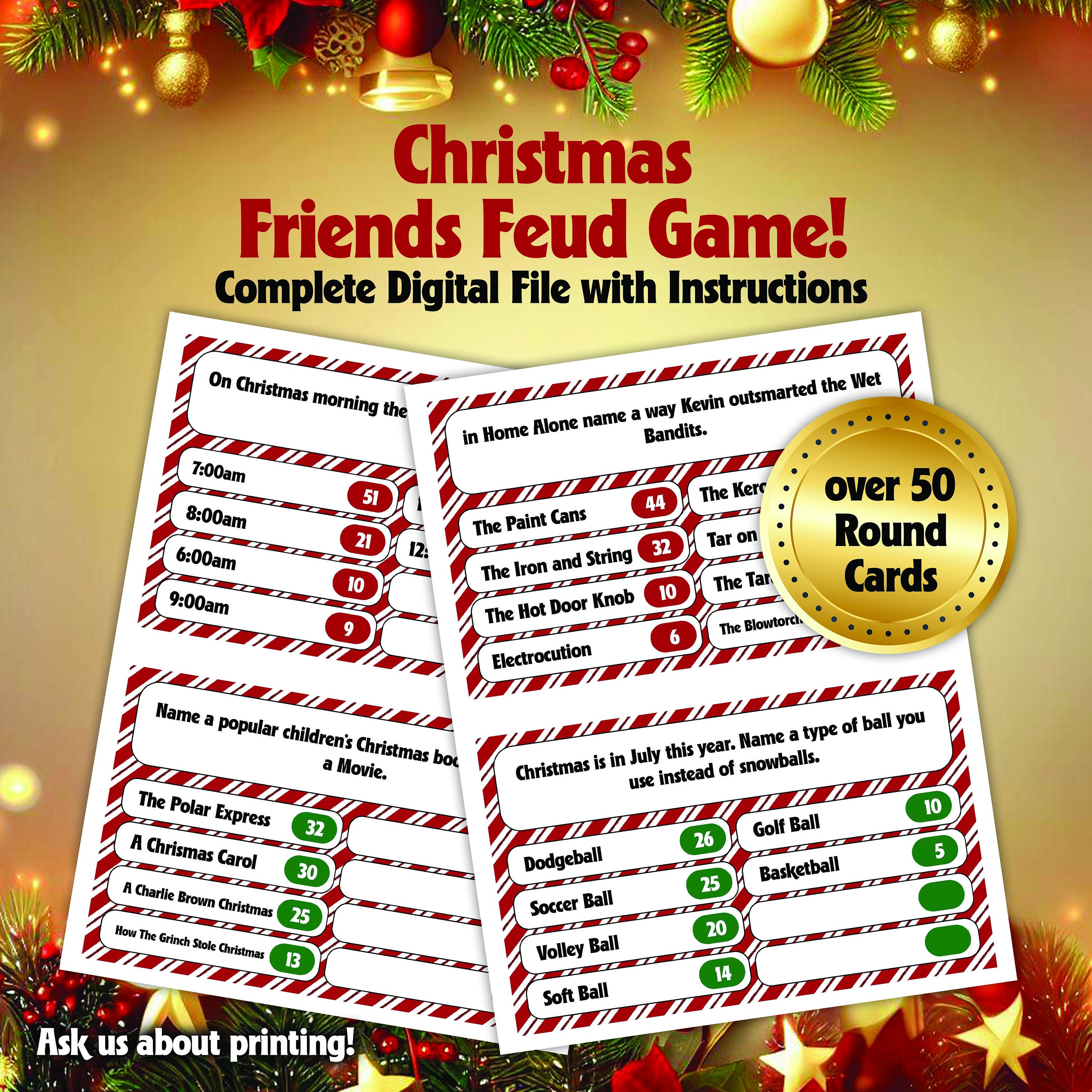 Christmas Feud Game | Friendly Feud | Printable Game for the Whole ...