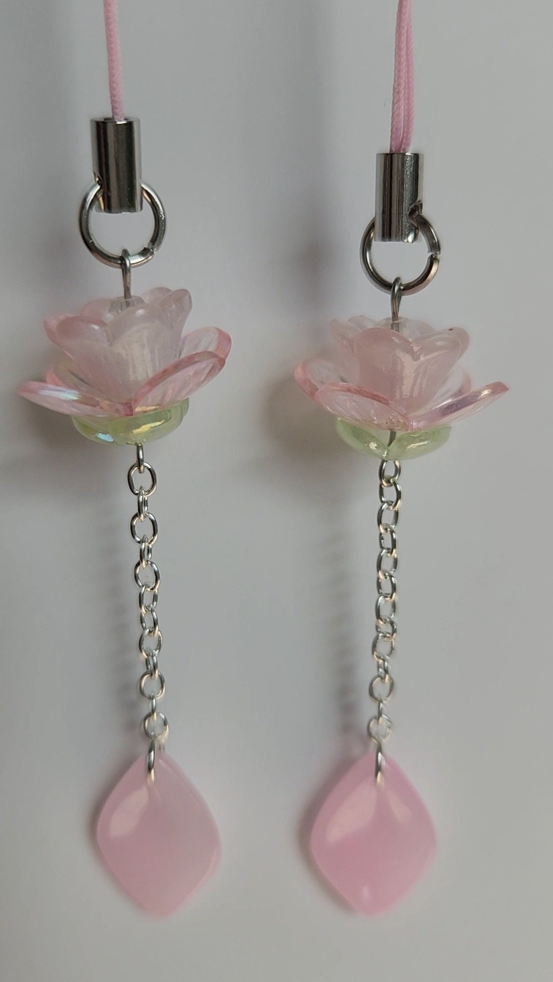 Pink Flower Phone Charm Beaded Lotus Flower Phone Strap Fairycore ...