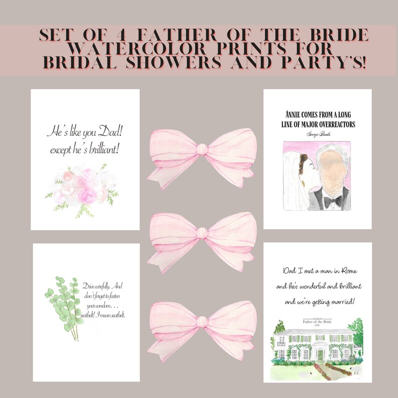 Set of 4 Watercolor Printables From the 1991 Movie Father of the Bride ...