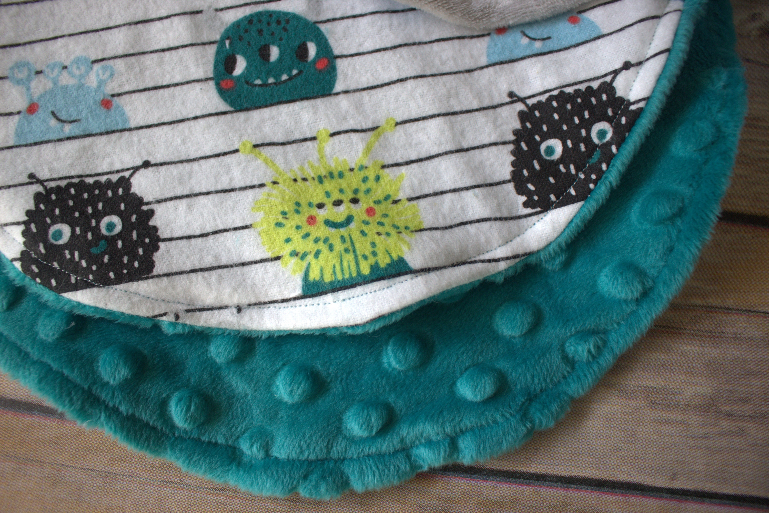 Large Baby Burp Cloth-soft White Background With Cute Little Monsters 2 ...