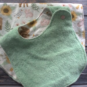 Large Burp Cloth/bib Set-2 Sided Flannel/minky/terry Cloth-oval Shape ...