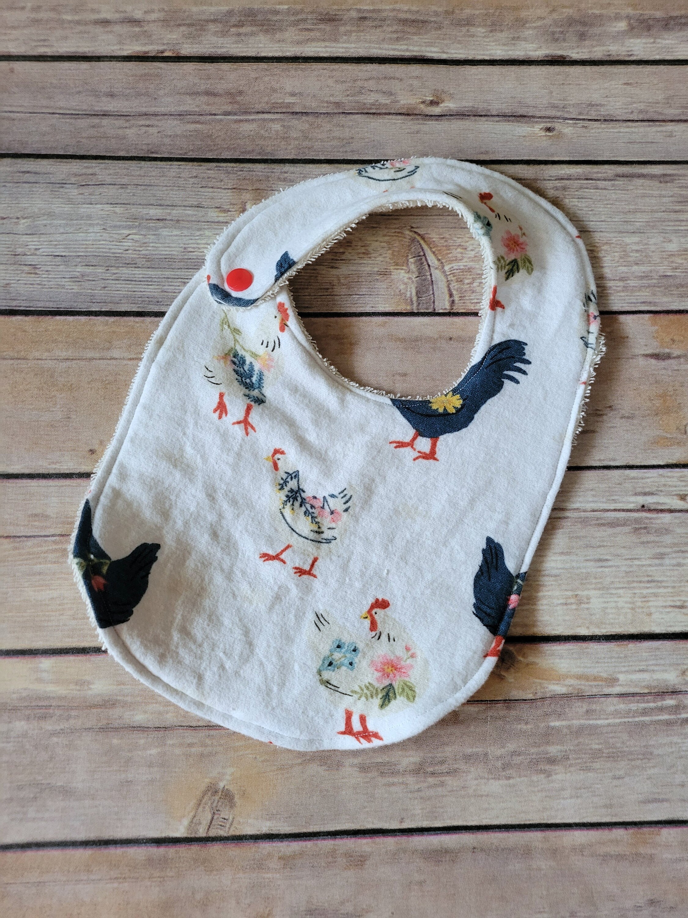 Bibs-cotton Flannel/minky -country Chicken Theme-pink, White, Navy and ...