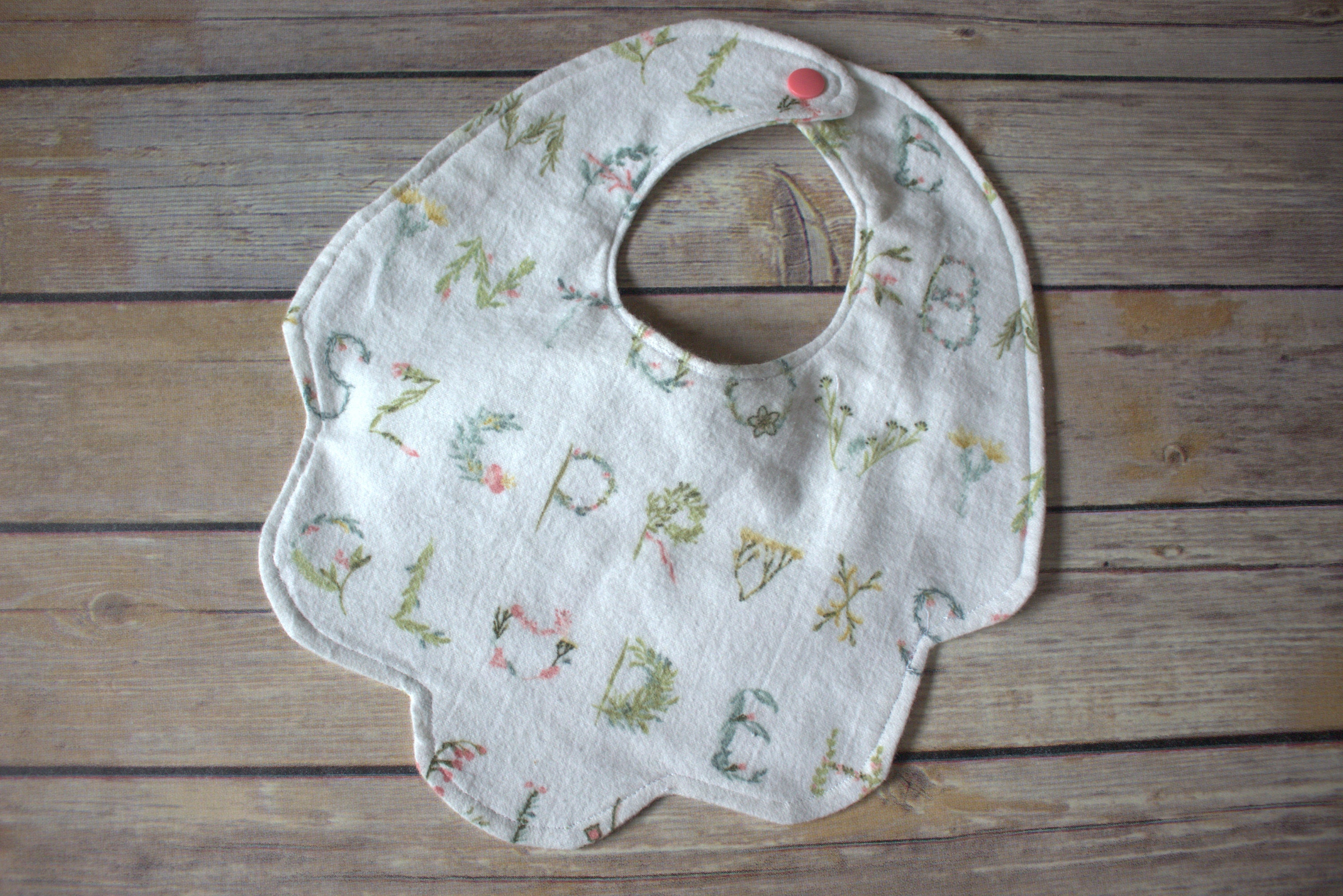 Bibs-cotton Flannel/alphabet/wildflowers/botanical-scalloped Bib, 2 ...