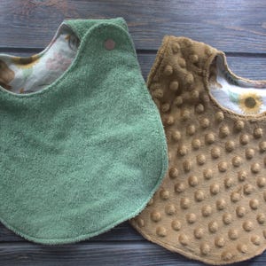 Large Burp Cloth/bib Set-2 Sided Flannel/minky/terry Cloth-oval Shape ...
