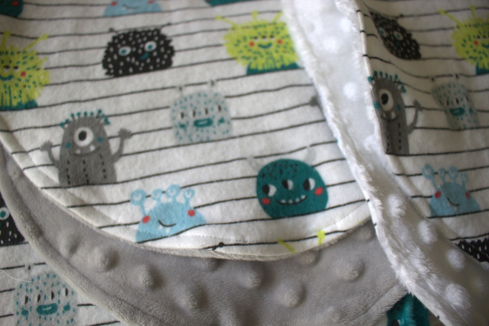Large Baby Burp Cloth-soft White Background With Cute Little Monsters 2 ...