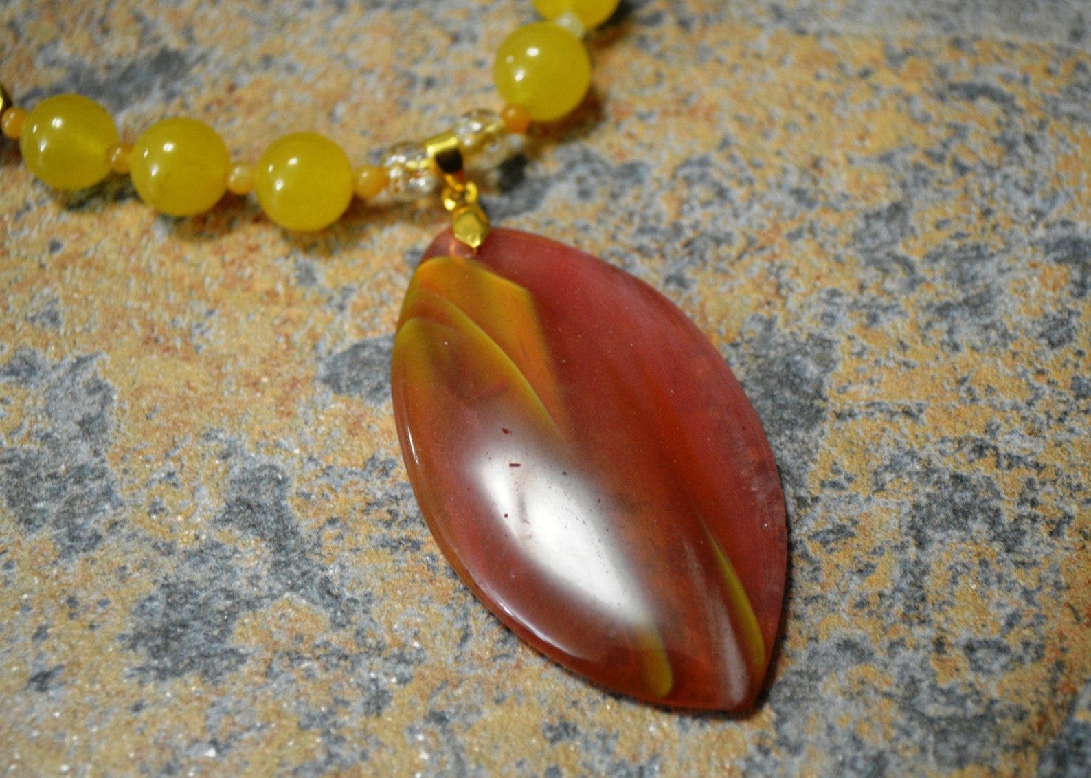 VOLCANO Cherry QUARTZ Marquise Shaped Pendant Round Yellow - Etsy
