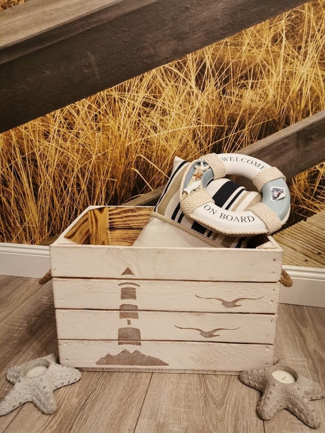 Maritime Wooden Box, Decorative Box for Holiday Homes, Storage Box for ...