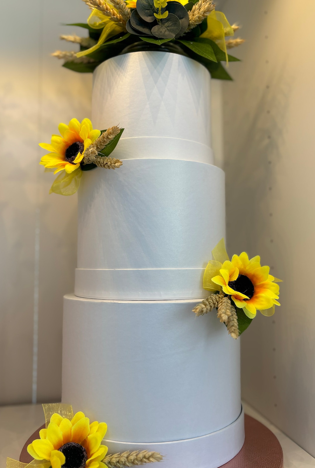 Sunflower, Wheat, Yellow Organza Ribbon Cake Topper and 3 Corsages - Etsy
