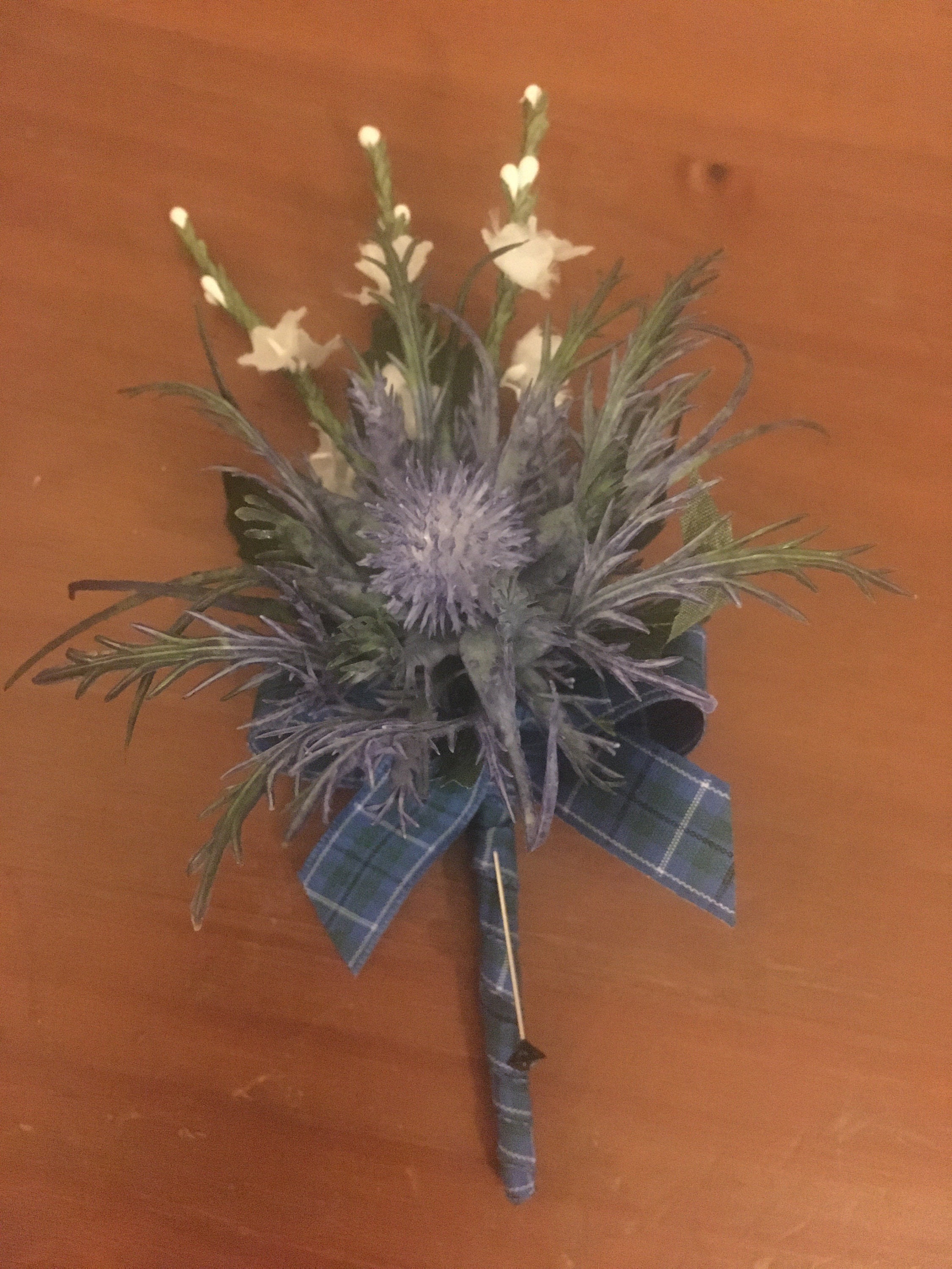 3 X Blue Scottish Thistle and White Heather Button Holes With - Etsy