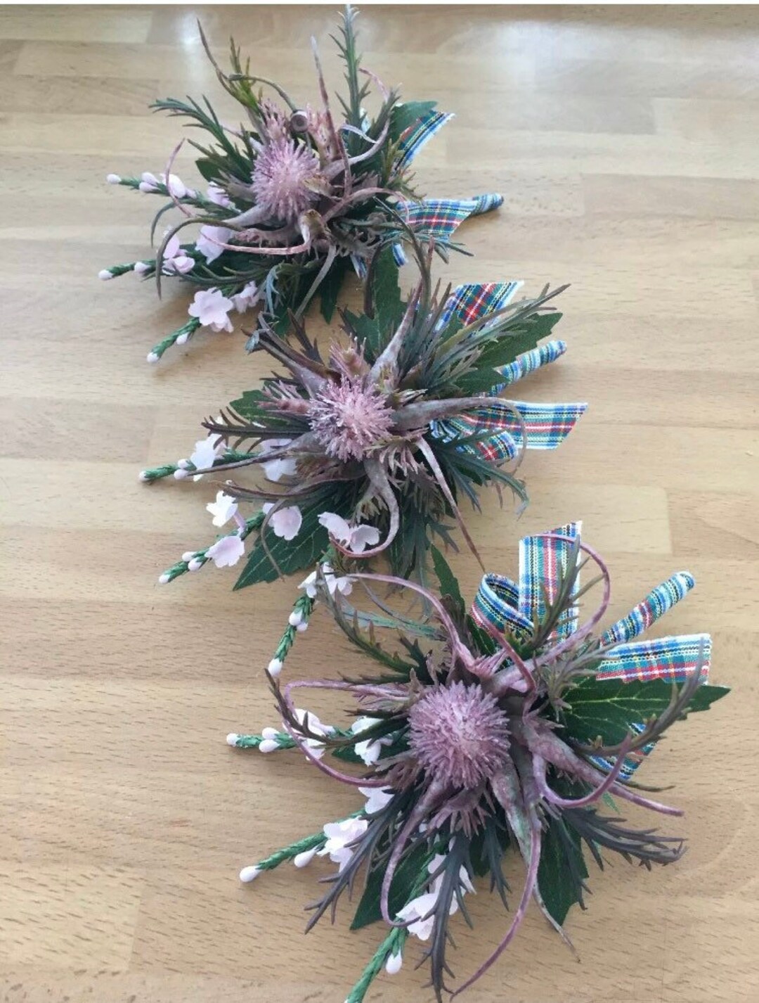 3 X Dusky Pink Scottish Thistle and Pink Heather Button Holes With ...