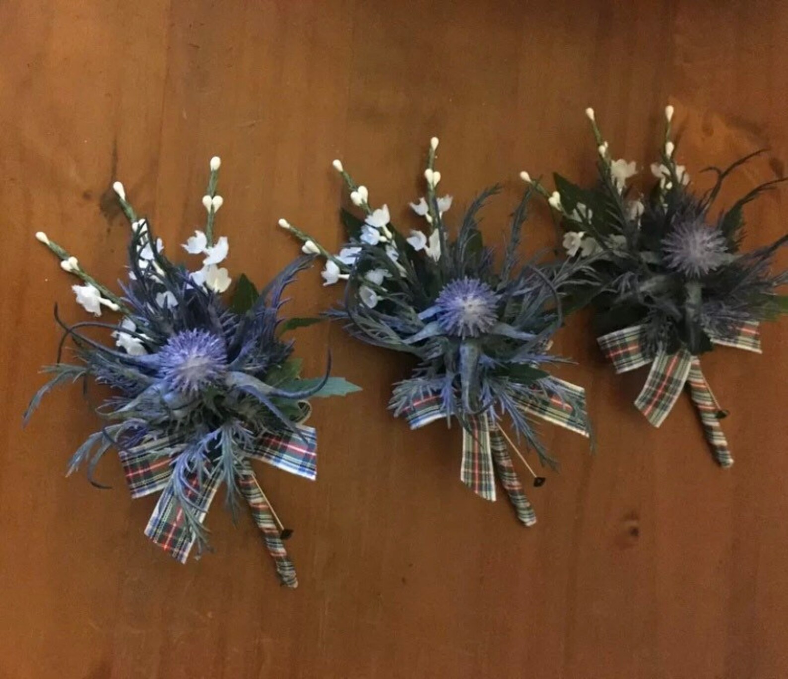 3 X Dusky Pink Scottish Thistle and Pink Heather Button Holes With ...