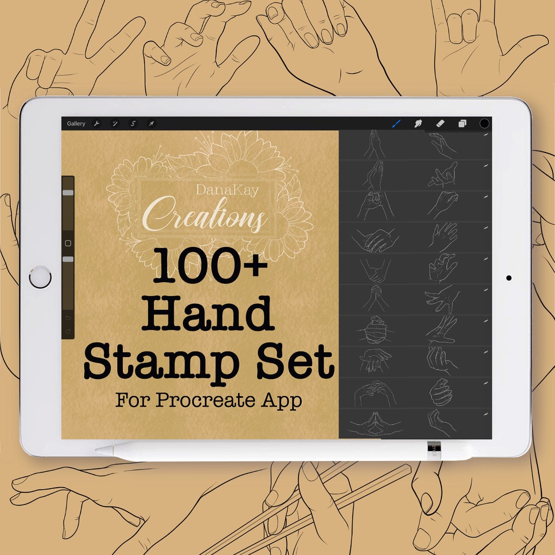 Procreate 100+ Hand Stamp Set, Procreate Brushes, Hands Clip Art, Hand ...