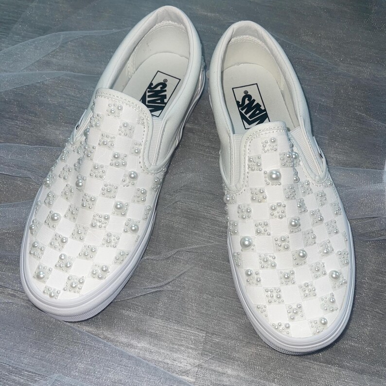 Womens Checkered Pearl Vans Wedding Shoe - Etsy