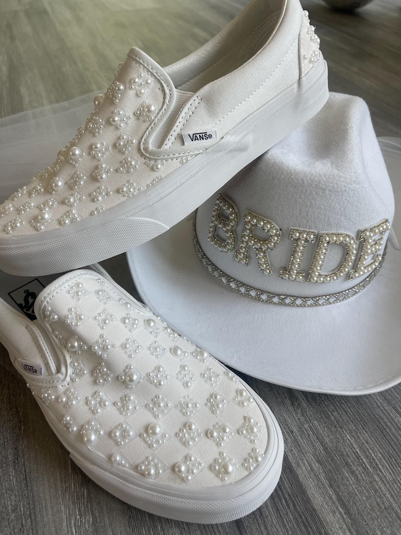 Womens Checkered Pearl Vans Wedding Shoe - Etsy