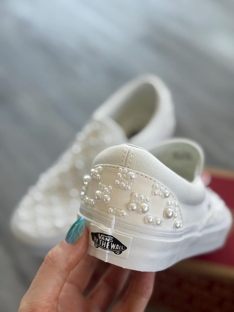 Women’s Checkered Pearl Vans Wedding Shoe Bridal Shoe Sneaker Wedding ...