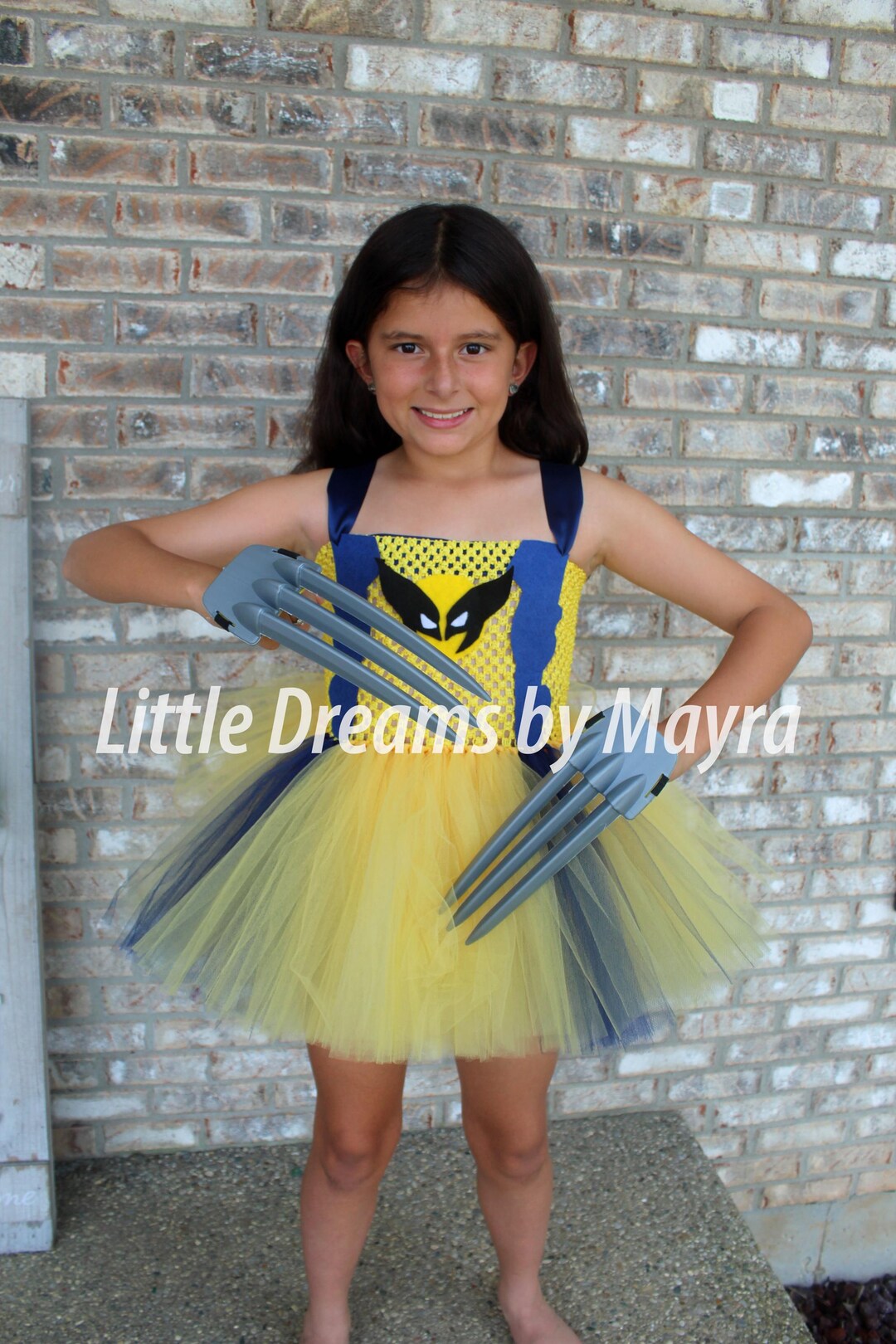 Super Hero Inspired Dress With Claws, Navy and Yellow Tutu Dress, Super ...