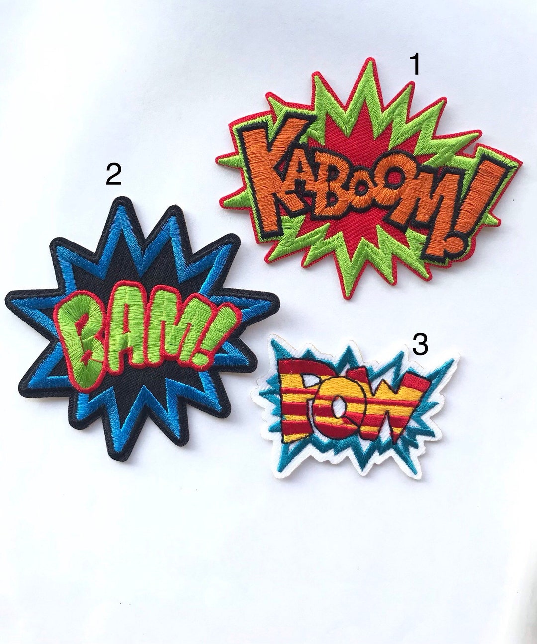 Pow, Bam, Kaboom Inspired Iron on Patch, Super Hero Birthday Party ...