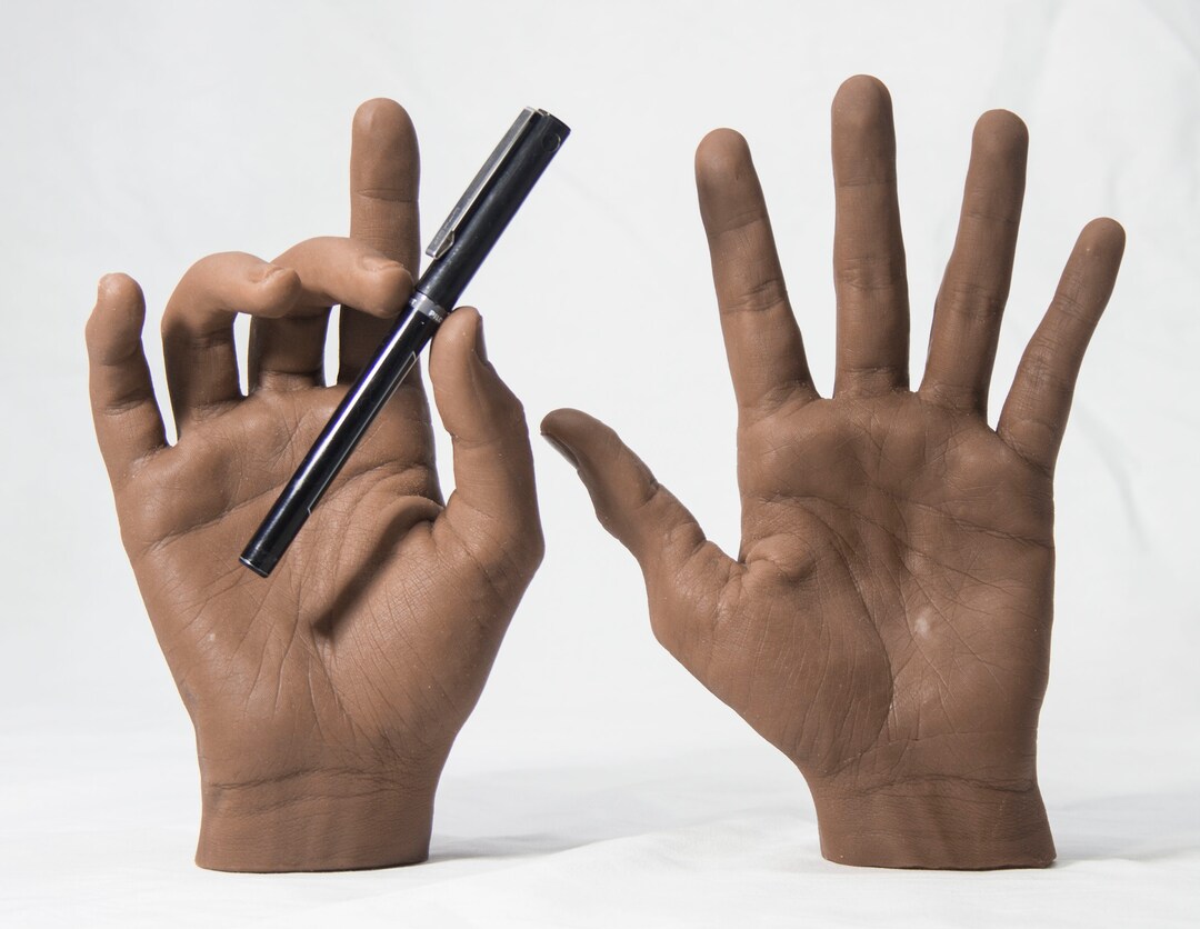 Pose-able Male Silicone Mannequin Hands - Dark Skin Tone - Display ...