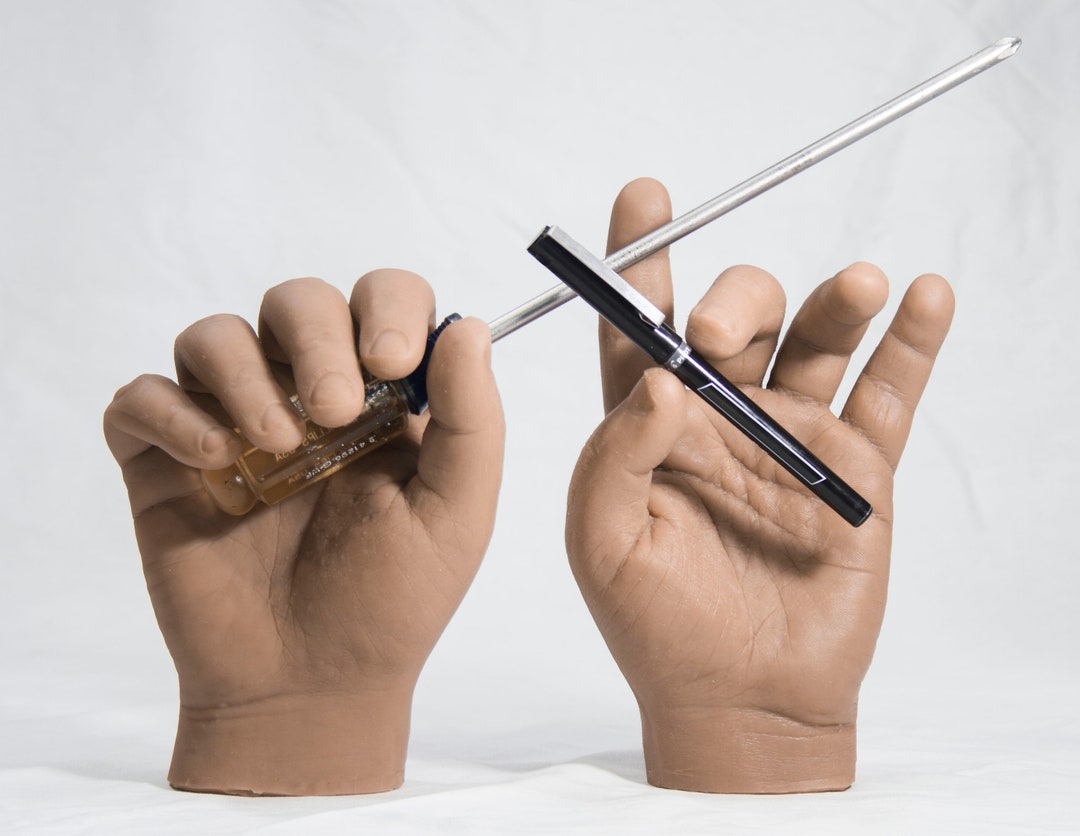Pose-able Pair Robust Male Silicone Mannequin Hand- Medium Skin Tone ...