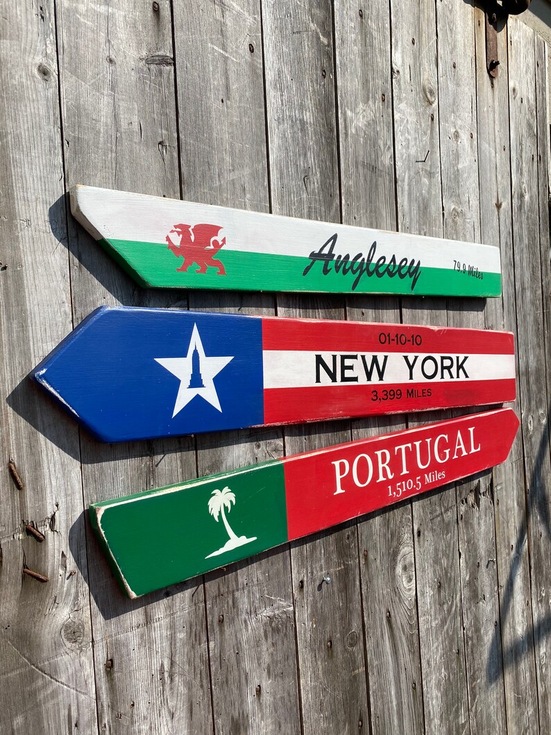 Custom wood Flag directional Signs. Custom made international | Etsy