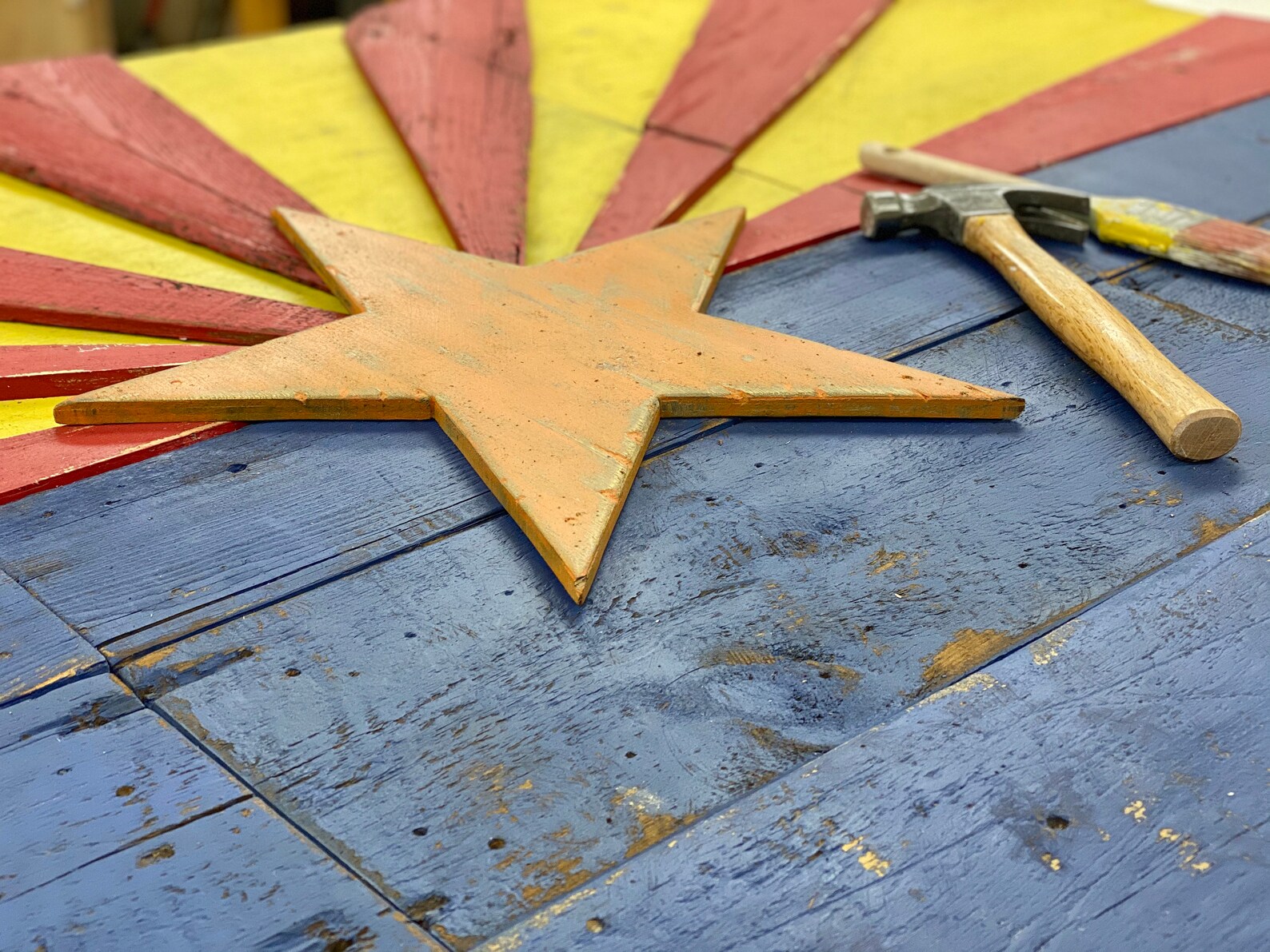 Arizona Flag, Arizona Wood Flag, Rustic Reclaimed Wood Arizona Flag ...