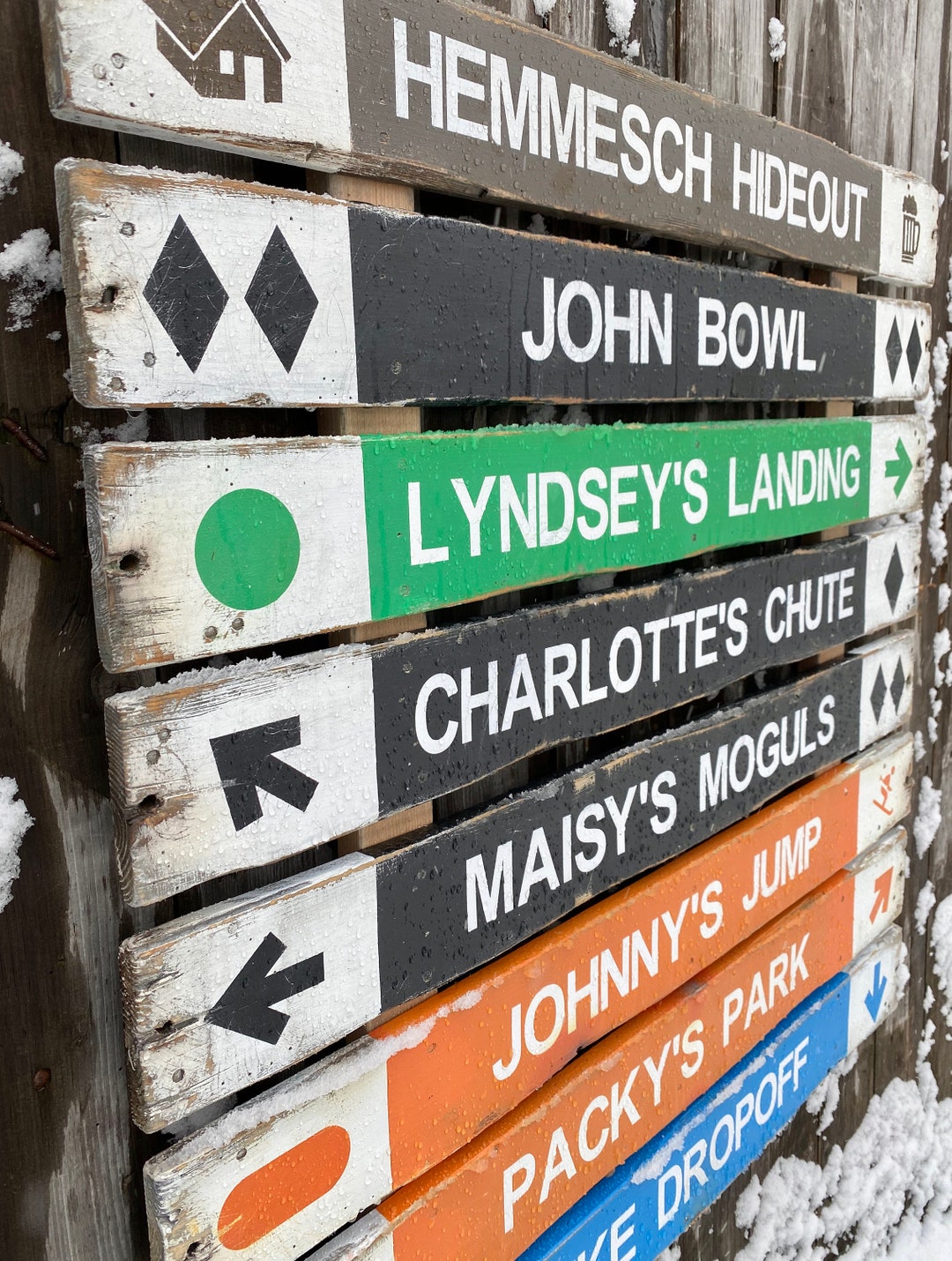 Custom Ski Signs, 8 and 9 Slat Wood Ski Trail Signs. Design Your Own ...