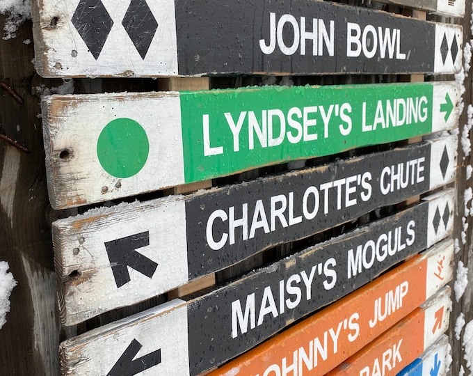Custom Ski Signs, 8 and 9 Slat Wood Ski Trail Signs. Design Your Own ...