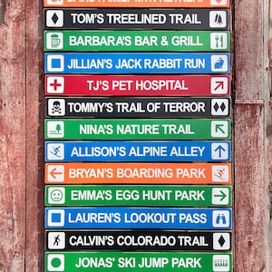 Custom Ski Trail Signs With Boxed White Edge. Personalized Rustic Ski ...