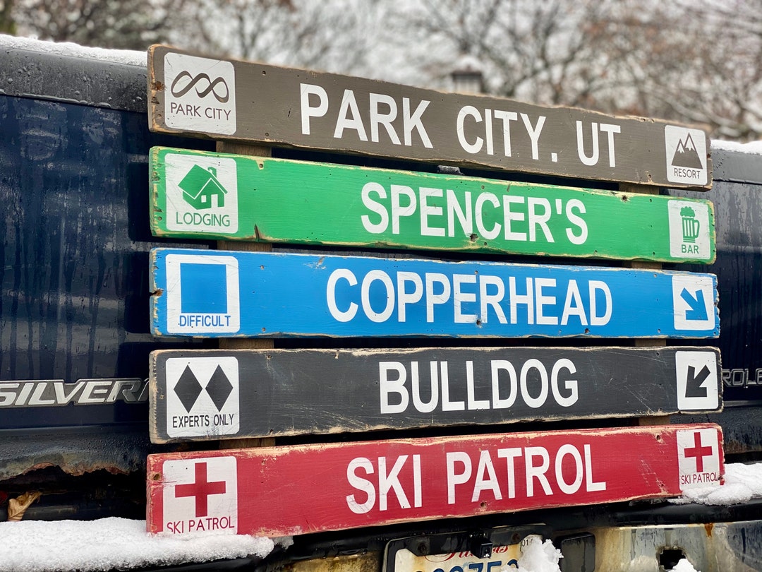 Supersized Custom Ski Trail Signs, 4-12 Slat Skiing Distressed Wood ...