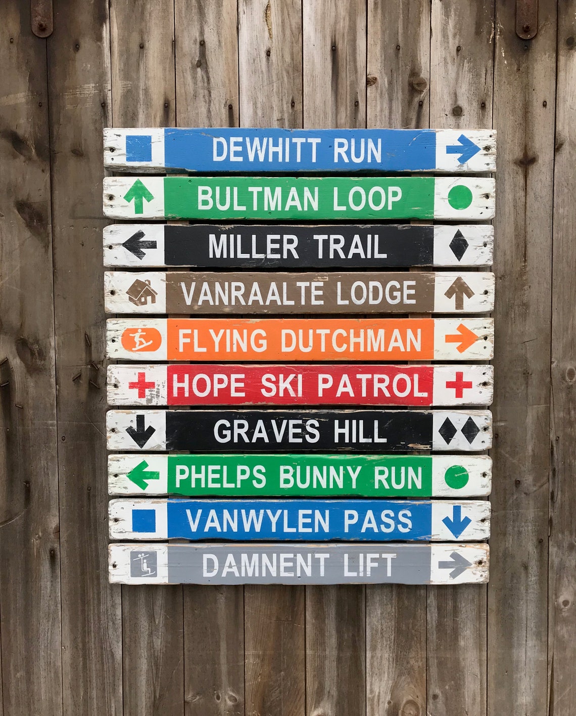 10-14 Slat Custom Ski Trail Signs, Skiing Distressed Wood Sign - Etsy ...