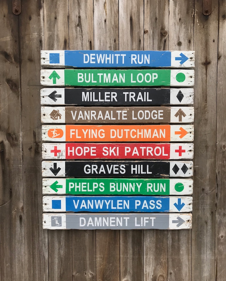 10-14 Slat Custom Ski Trail Signs Skiing Distressed Wood Sign - Etsy