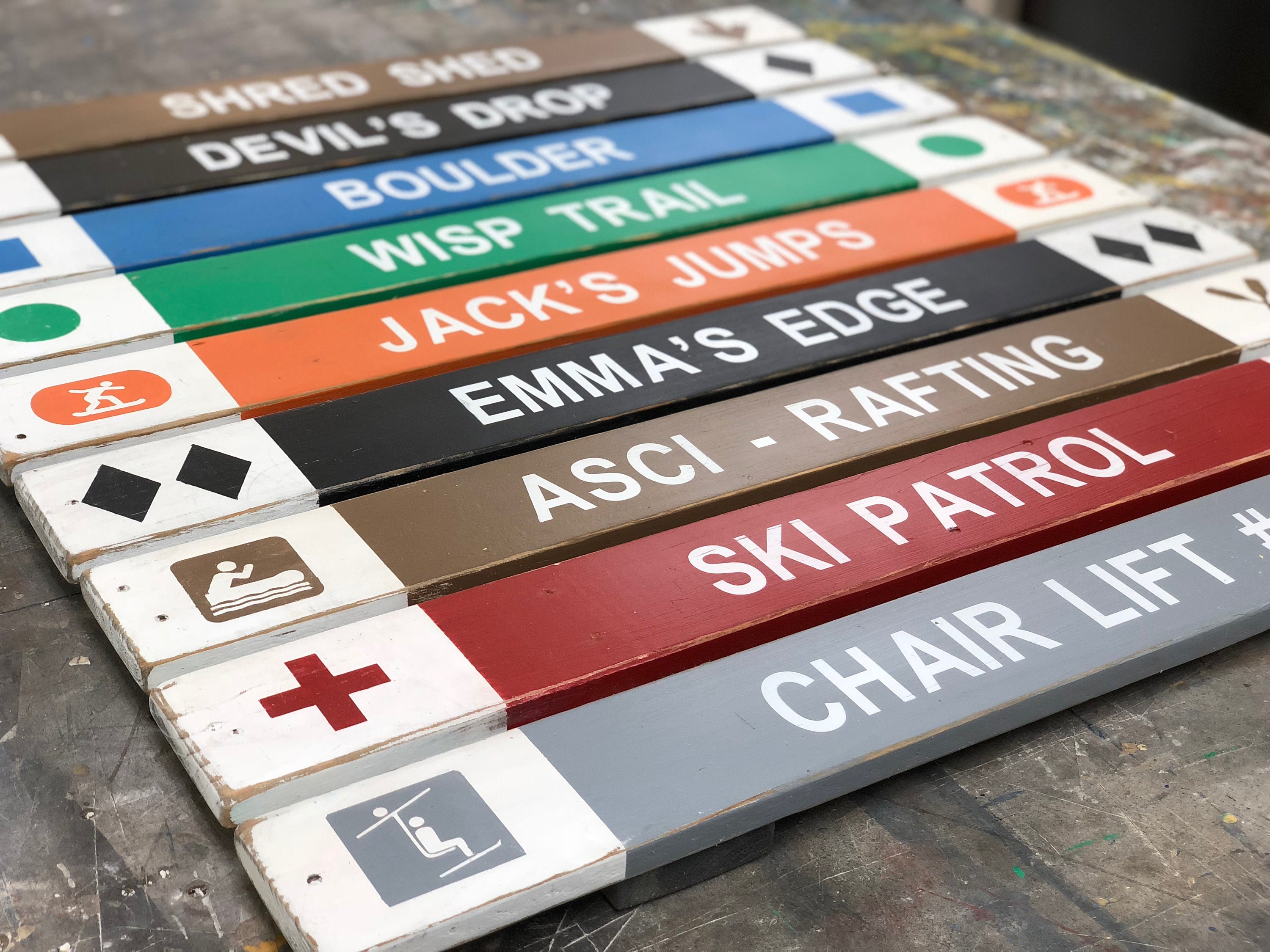 Custom Ski Signs, 8 and 9 Slat Wood Ski Trail Signs. Design Your Own ...
