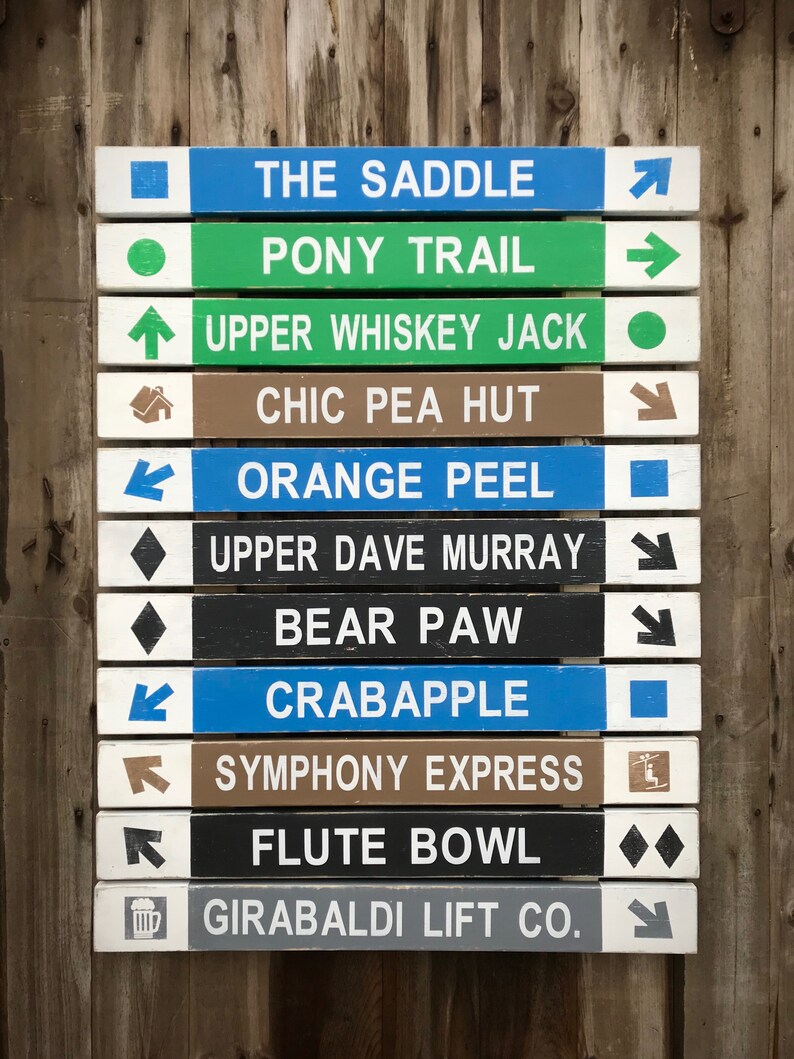Custom Ski Trail Signs Skiing Distressed Wood Sign. - Etsy