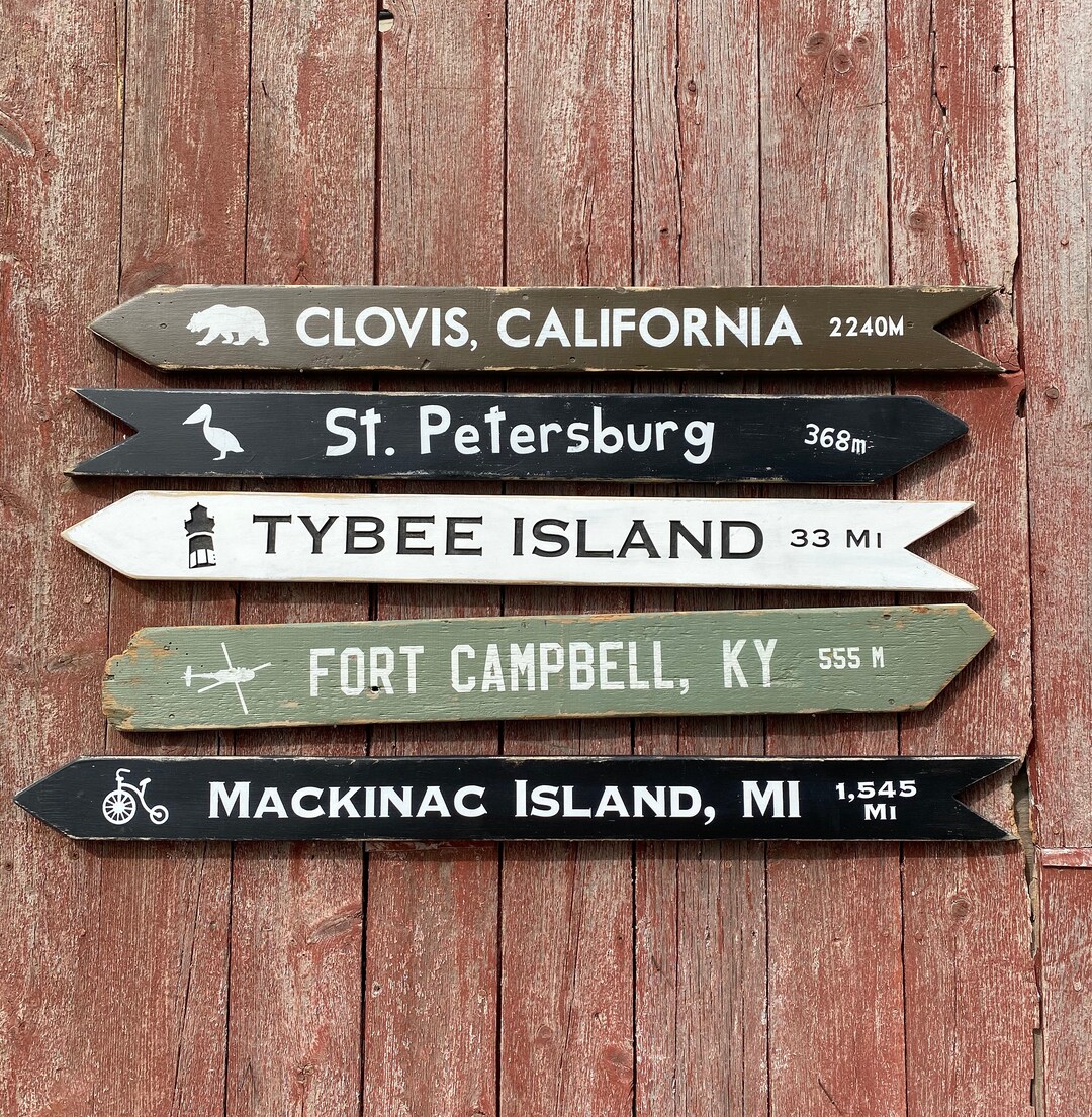 Group of 5 Random Directional Signs. Custom Made Creative Destination ...